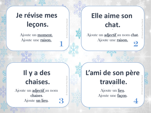 24 cartes à tâches - Embellir mes phrases - Task Cards | Teaching Resources