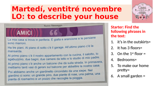 Descrivere la casa - Describing where you live - Italian Full lesson ...