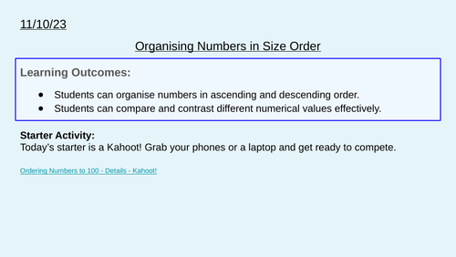 Organising Numbers in Size Order | Teaching Resources