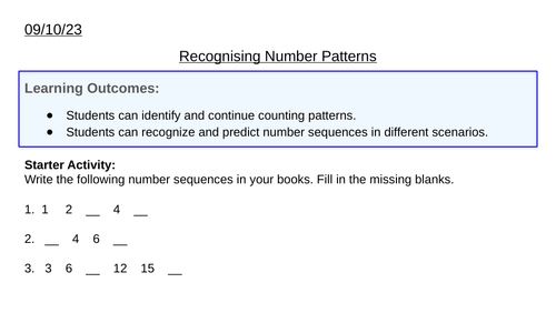 Recognising Number Patterns | Teaching Resources