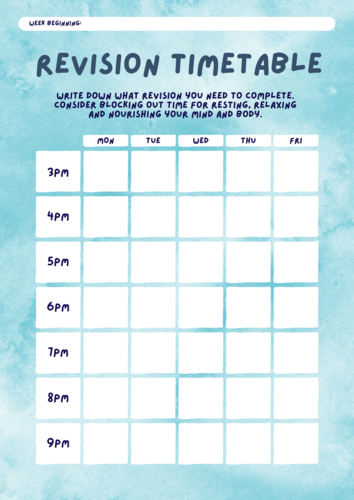 Revision Timetables | Teaching Resources