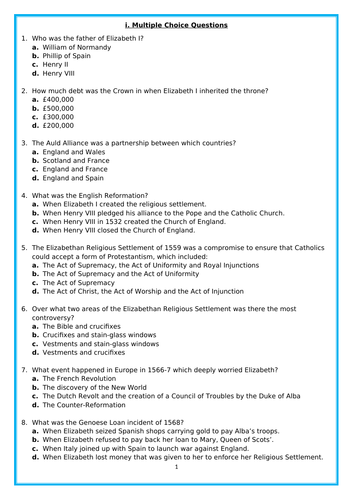 Early Elizabeth 6 - Unit 1 recap | Teaching Resources Early Elizabeth 6 - Unit 1 recap | Teaching Resources