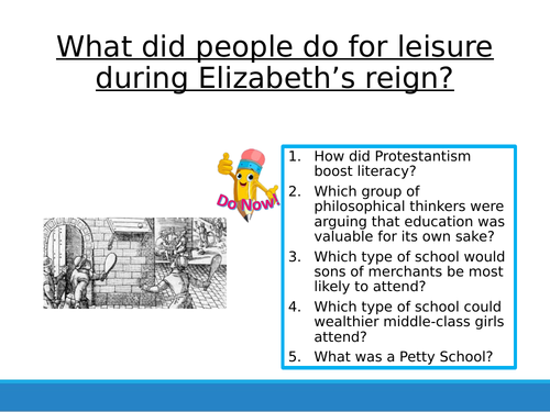 Early Elizabeth 15 - Pastimes | Teaching Resources