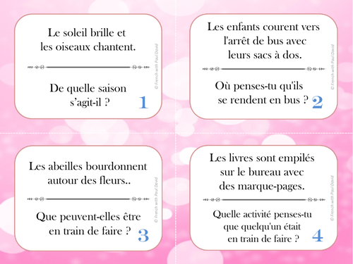 L'inférence en lecture - 20 cartes à tâches / FRENCH Making Inferences ...