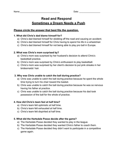 Sometimes a Dream Needs a Push - Grade 6 HMH into Reading | Teaching ...