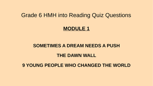 Grade 6 HMH into Reading Quiz: Module 1 | Teaching Resources