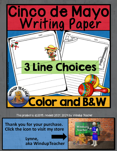 Cinco de Mayo Writing Paper Pack with Picture Box, Writing Lines, Color ...