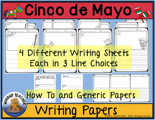 Cinco de Mayo Writing Paper Pack with Picture Box, Writing Lines, Color ...