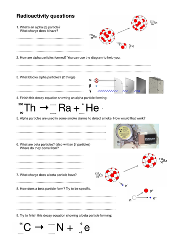 Edexcel radioactivity types worksheet, 9-1 GCSE | Teaching Resources