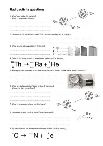 Edexcel radioactivity types worksheet, 9-1 GCSE | Teaching Resources
