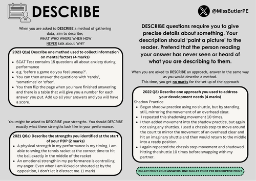 Higher PE Command Word Cards | Teaching Resources