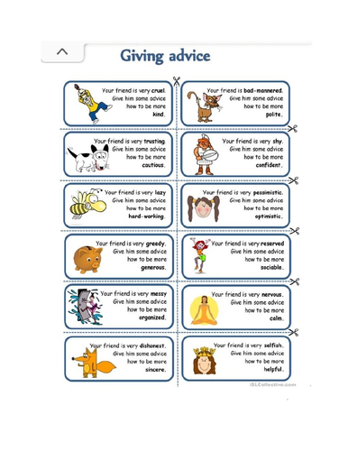 GIVING ADVICE - SPEAKING LESSON | Teaching Resources