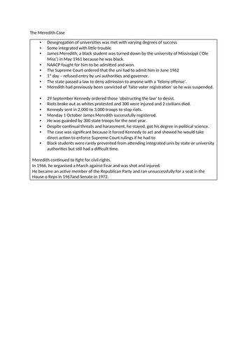 The Meredith Case – Civil Rights in the USA,1945-74 – Part 3 - IGCSE ...