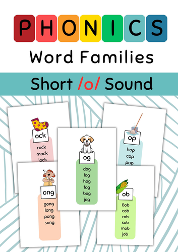 Phonics. Word Families Short /o/ Sound Reading cards. | Teaching Resources