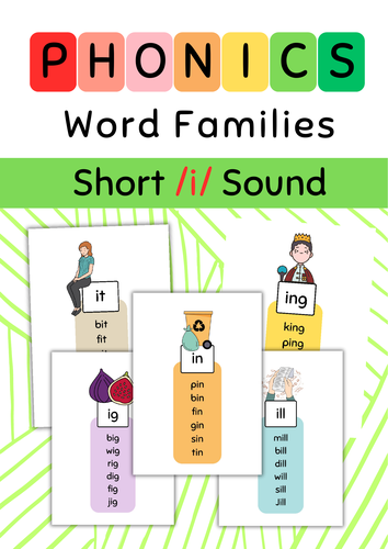Phonics. Word Families Short a, o, u, e, i Sounds Reading cards ...