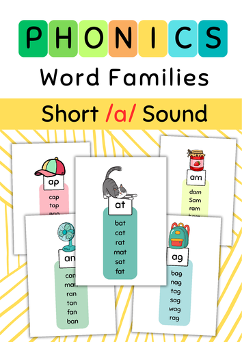 Phonics. Word Families Short /a/ Sound Reading Cards. | Teaching Resources