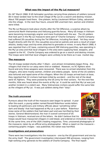 AQA 8145: Conflict in Asia - The My Lai Massacre (Vietnam pt. 1 ...