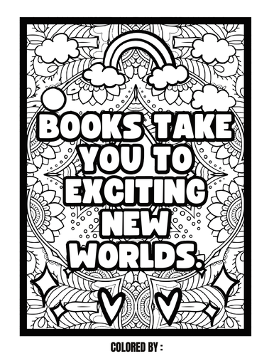 Reading Encouragement Sayings Relaxing Coloring Pages, No Prep ...