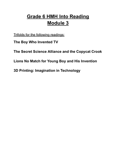 6th Grade HMH into Reading Activity Pack - Module 3 | Teaching Resources