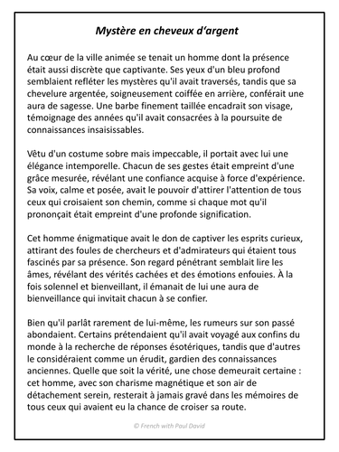 Compréhension de lecture - Texte descriptif / French Reading ...