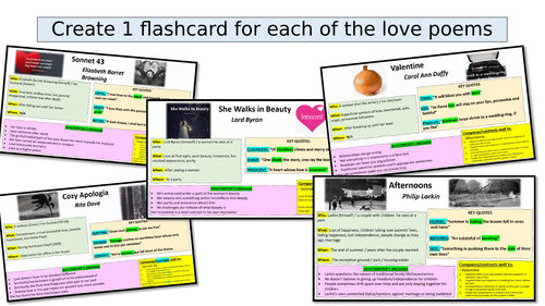 Eduqas Anthology revision - detailed flashcards for all poems ...