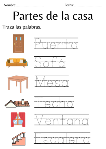 Coincidir partes de la casa Hoja de trabajo para kindergarten ...