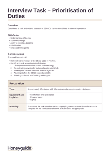 SENDCo Interview Tasks | Teaching Resources