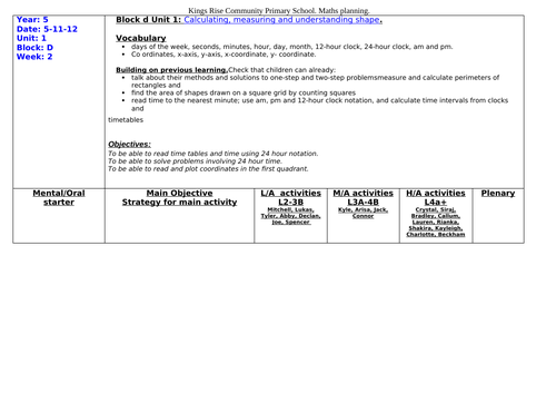 Year 5 English Maths Planning kr | Teaching Resources