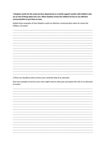 New Spec Health and Social Care RO32 Principles of Care Exam Topic 3 ...