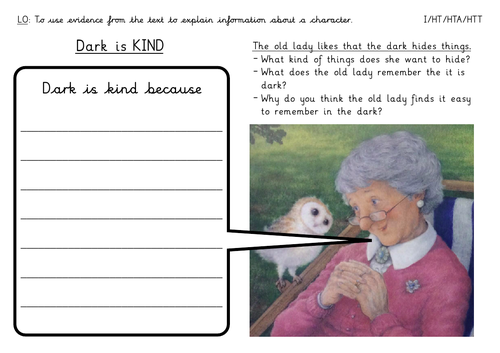 Y2 VIPERS Planning The Owl Who Was Afraid of the Dark | Teaching Resources