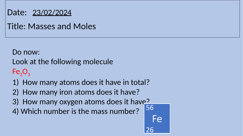 Masses and Moles | Teaching Resources