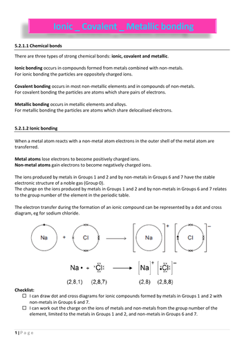 GCSE AQA Chemistry - Structure and bonding | Teaching Resources