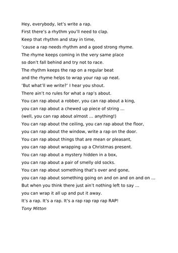 Rap UKS2 unit | Teaching Resources