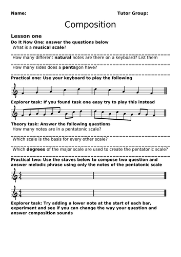 Pentatonic Composition SOW | Teaching Resources
