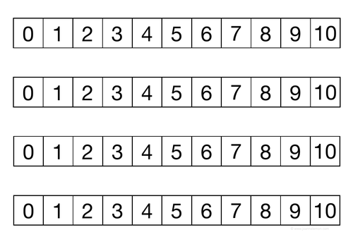 Number lines 0 - 10 black with/without vertical tracks | Teaching Resources