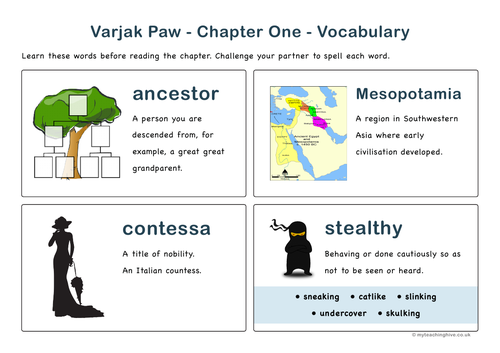 Varjak Paw Reading Comprehension Resources PART 1 Ch 1 to 7- age 7 ...