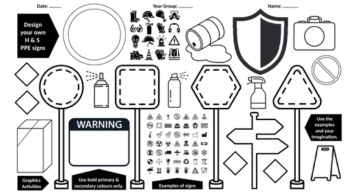 Health and Safety Signs Graphic activity | Teaching Resources