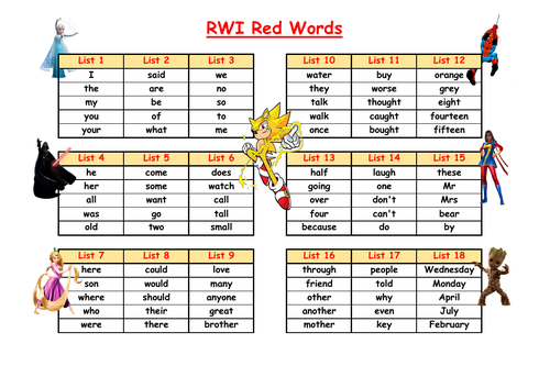 RWI Red words mat | Teaching Resources