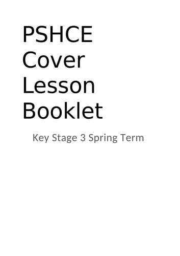 KS3 PSHCE Cover lessons | Teaching Resources