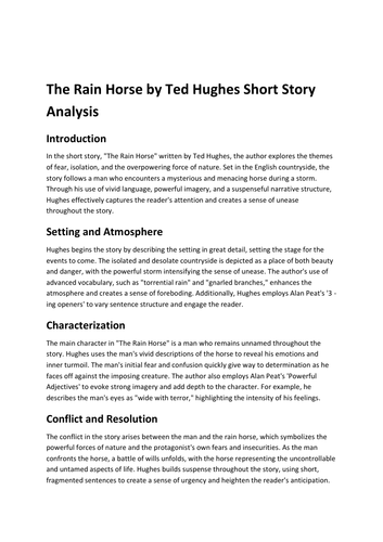 The Rain Horse by Ted Hughes Bundle | Teaching Resources