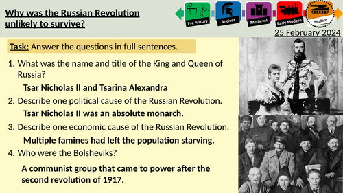 Lessons on Revolutions & Russia case study | Teaching Resources