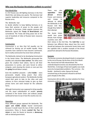 Lessons on Revolutions & Russia case study | Teaching Resources