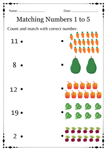 kindergarten count and match worksheets 1 - 20 - matching numbers to 20 ...