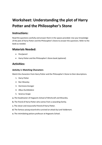 Understanding the plot of Harry Potter and the Philosopher's Stone ...