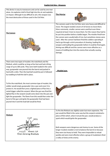 Soldiers & Weapons of the Civil War - KS3 History Stuarts | Teaching ...