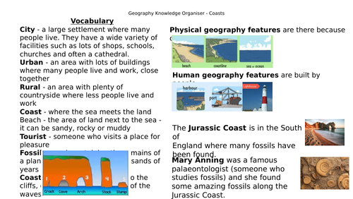 Coasts Geography Knowledge Organiser KO Year 2 | Teaching Resources