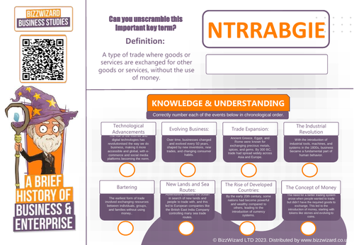 A Brief History of Business & Enterprise - FREE Worksheet & Youtube ...