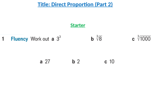 GCSE Higher (Unit 19): Proportion and Graphs | Teaching Resources