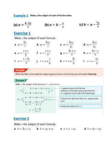 GCSE Higher (Unit 17): More Algebra | Teaching Resources