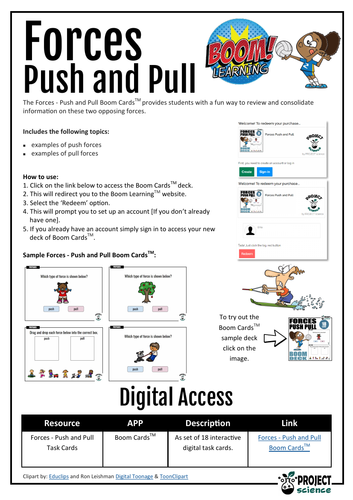 Forces - Push and Pull Boom Cards™ - Distance Learning | Teaching Resources